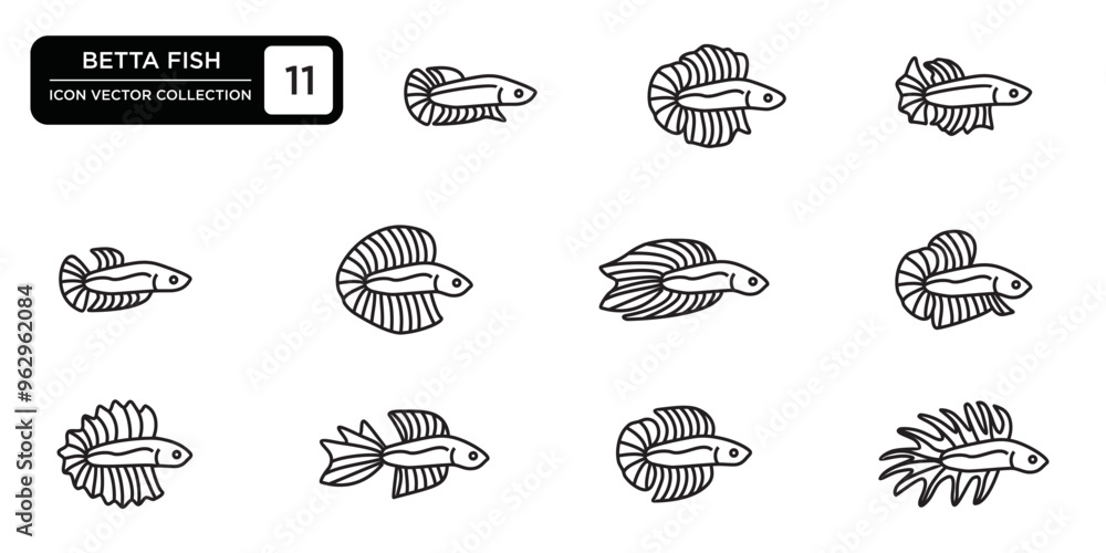 Betta fish icon collection, editable and resizable vector icon ...