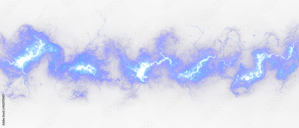 Horizontal of abstract electric blue lightning streaks isolated on a ...