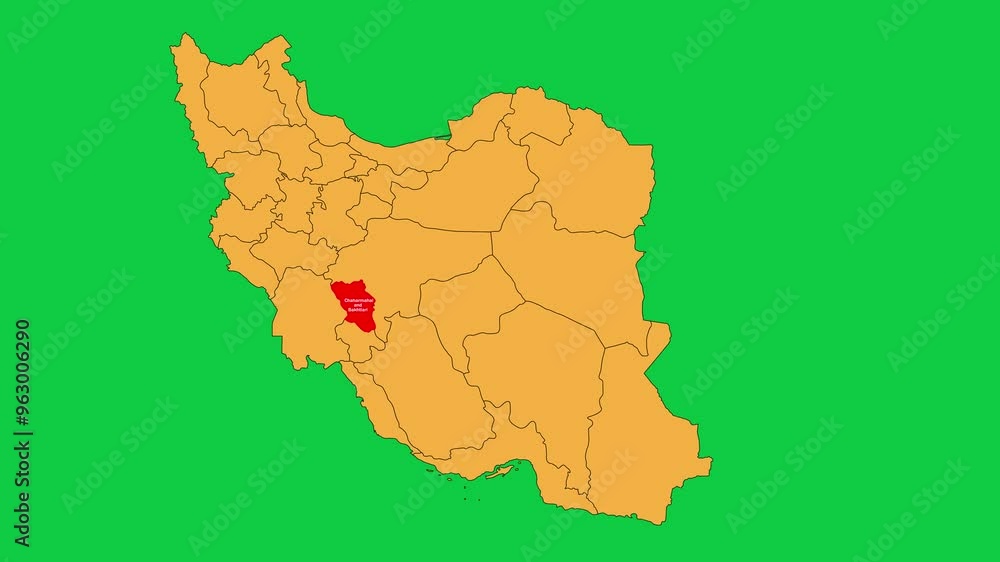 Chaharmahal and Bakhtiari map animated video. Map Highlighted on the ...