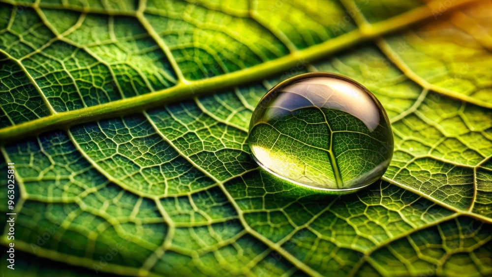 macro photography of a water droplet's surface tension on a leaf ...