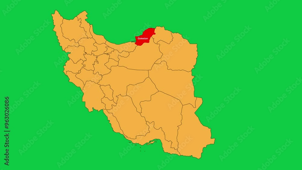 Golestan map animated video. Golestan Map Highlighted on the Iran map ...
