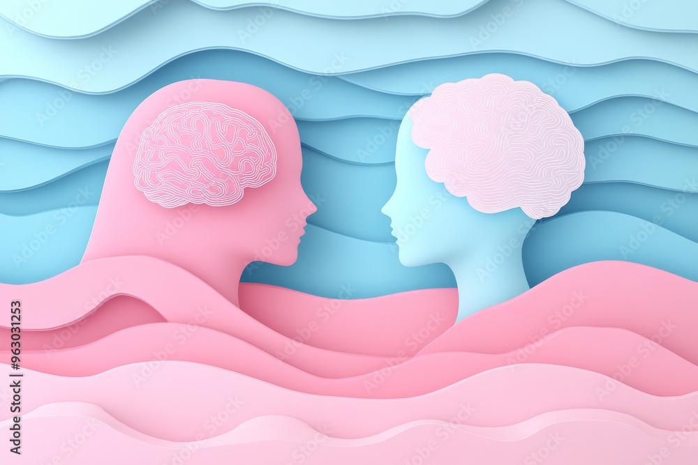 Intellectual strength Cognitive alignment Stylized pink and blue human ...