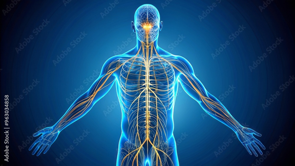 Nervous System Vector Chart Illustration Anatomy Human Body Diagram ...