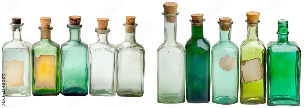 Vintage Glass Bottles: A collection of antique glass bottles, their ...