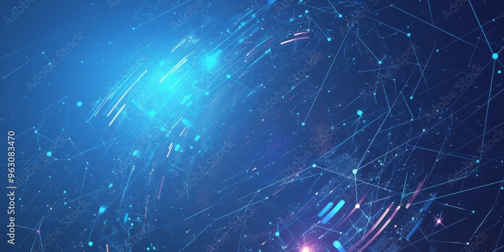 Futuristic 5G Network Connectivity: Abstract Blue Digital Data Center ...