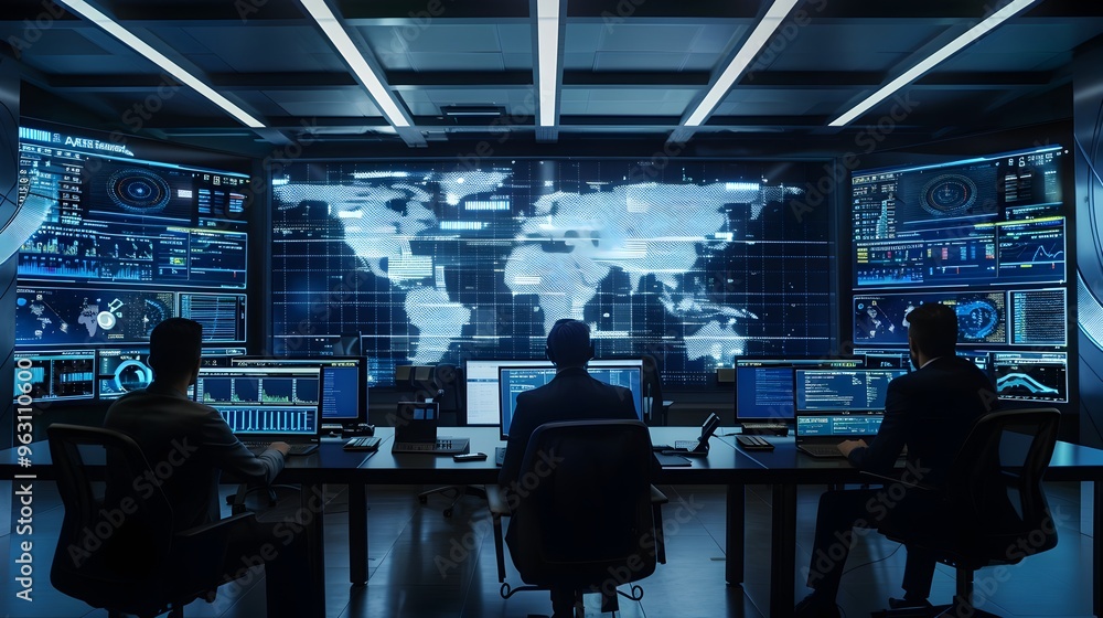 High Tech Command Center Monitors Real Time Fraud Detection and ...