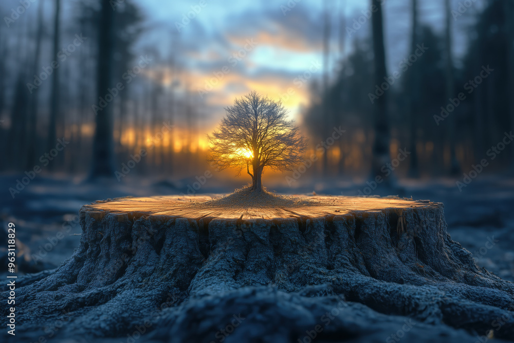 Dead tree turning into a new tree. Demonstrating the power of nature to ...