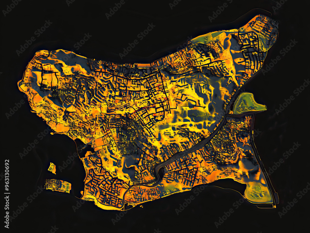 ภาพประกอบสต็อก Technical aerial visual, 3D LiDAR GIS aerial map ...