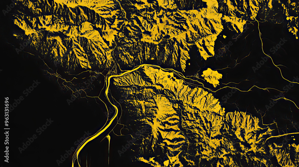 Technical aerial visual, 3D LiDAR GIS aerial map satellite scan model ...