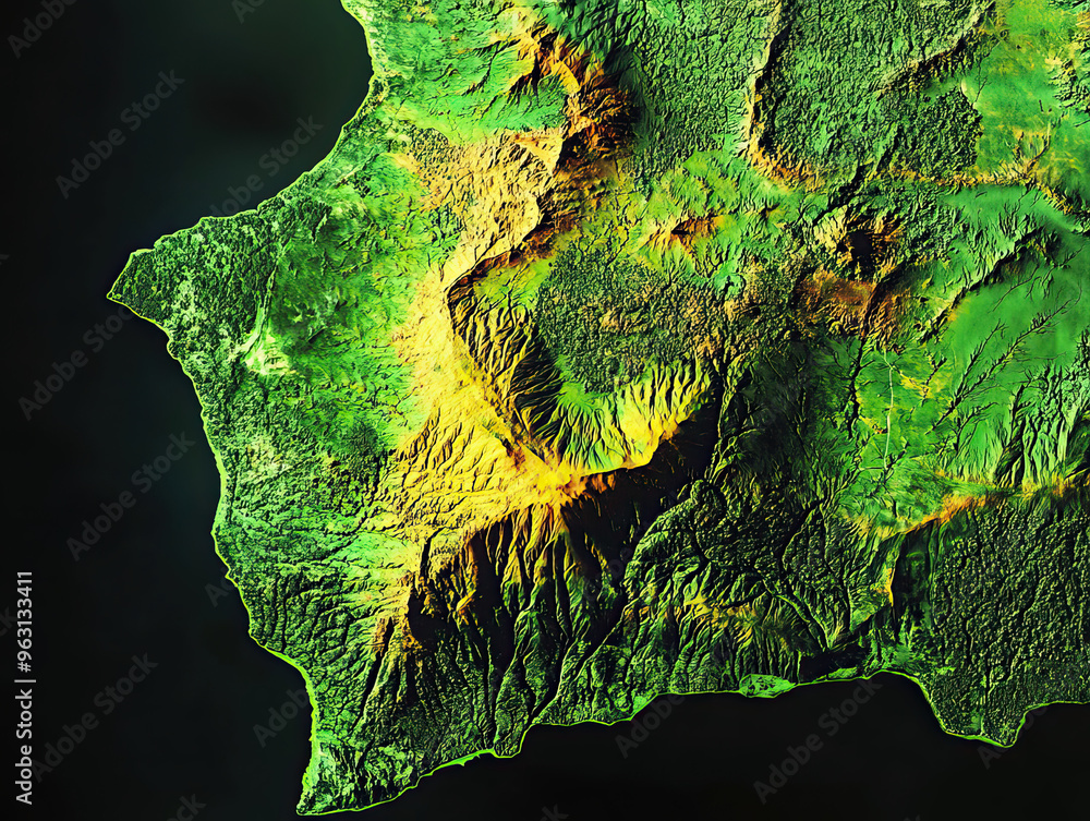 Technical aerial visual, 3D LiDAR GIS aerial map satellite scan model ...