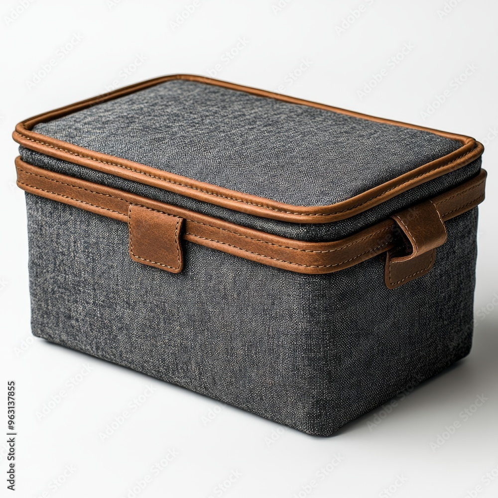 DRONA storage box with a simple fabric design, isolated on a white ...