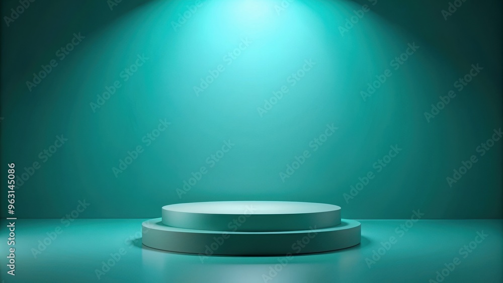 Simple podium with green-blue teal color background for product ...