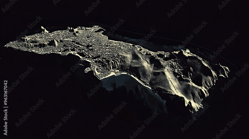 Technical aerial visual, 3D LiDAR GIS aerial map satellite scan model ...