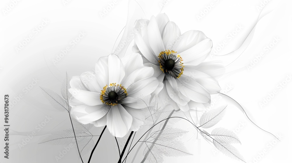 Crisp and clear single flower designs in black and white, tailored for ...
