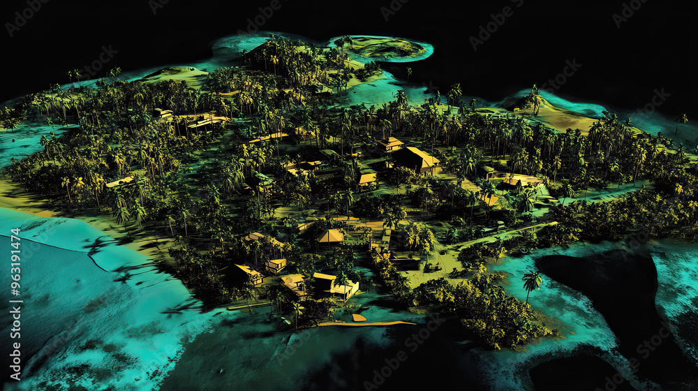 Technical aerial visual, 3D LiDAR GIS aerial map satellite scan model ...