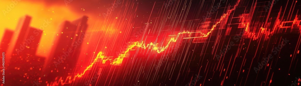 Dynamic financial growth chart visualized with vibrant red tones ...