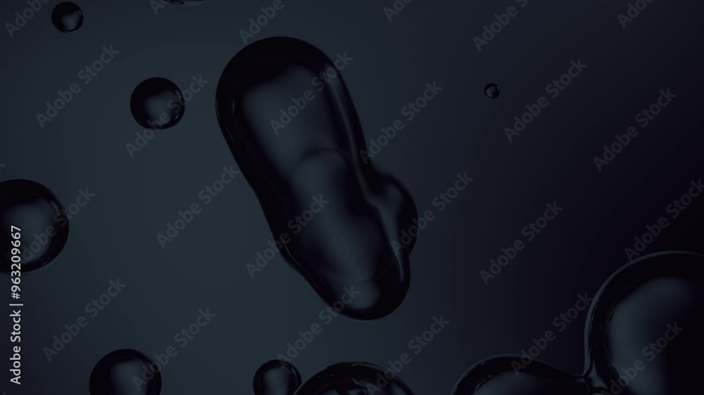 Liquid bubbles animation in low key. Chaotic movement of liquid ...