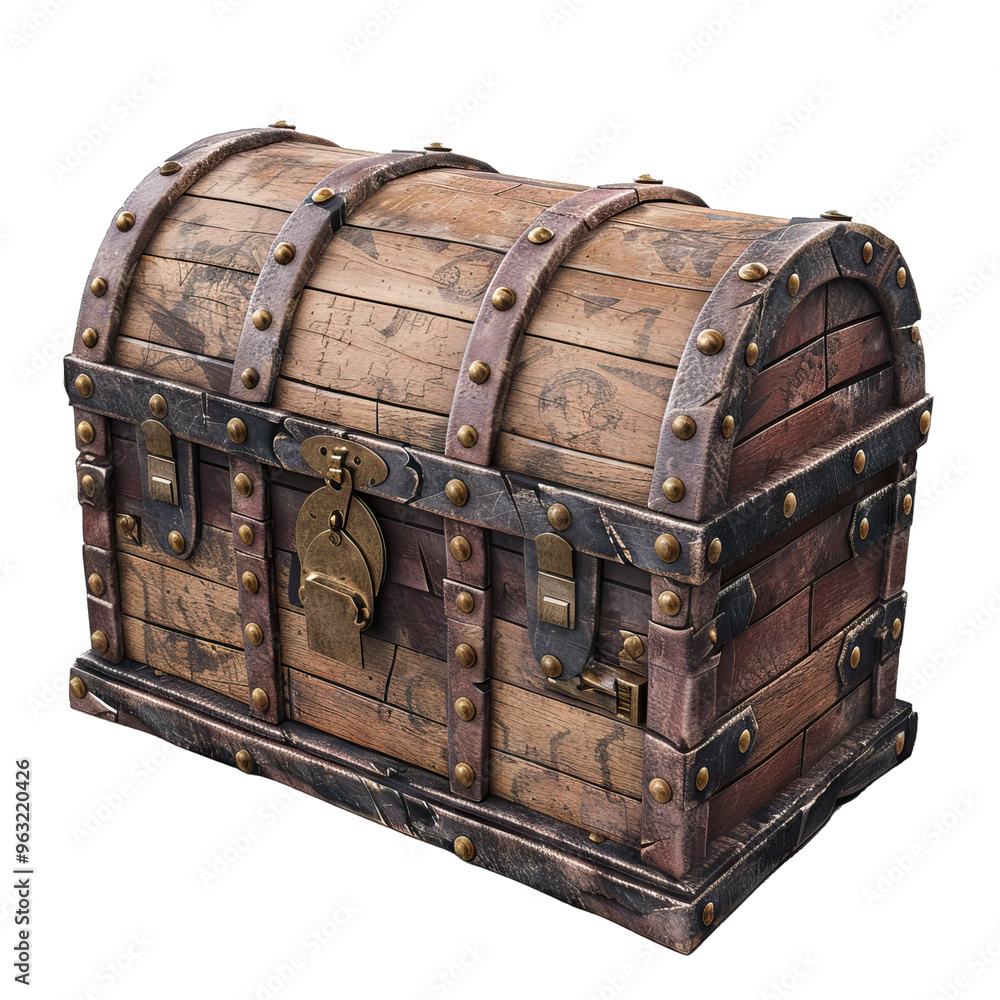 Ancient chest filled with hidden compartments, for storing valuable ...