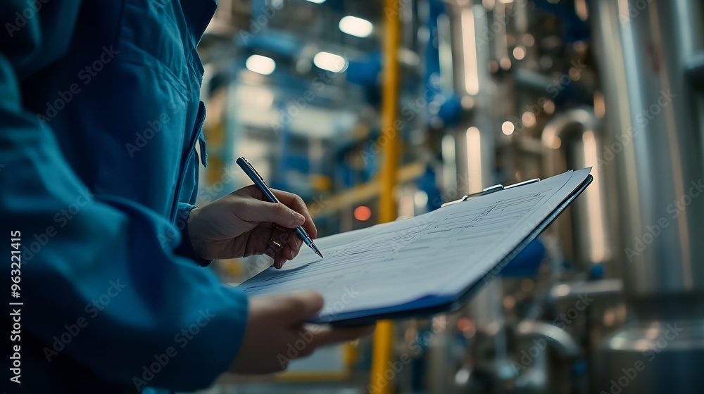 A safety engineer is using pen to rating the health risk assessment ...