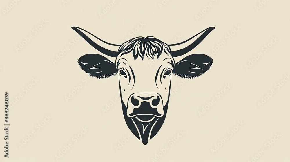 Iconic cow face in a minimalistic, line-art style, perfect for modern ...