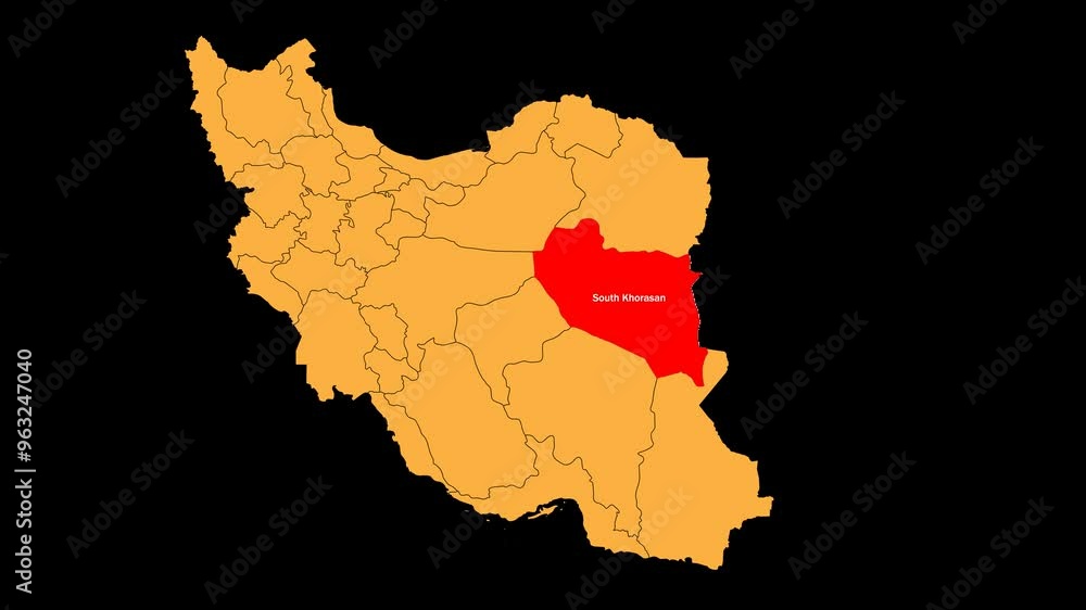 South Khorasan map animated video. Location is highlighted on the Iran ...