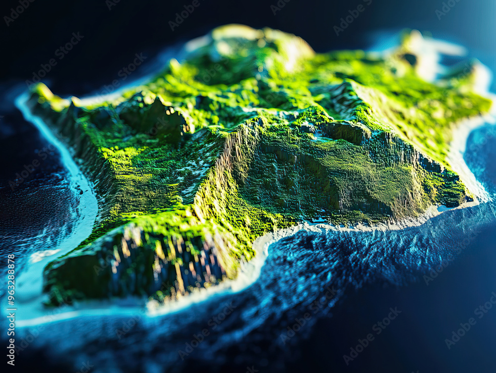 Technical aerial visual, 3D LiDAR GIS aerial map satellite scan model ...