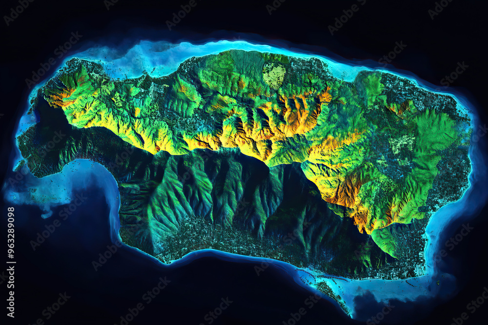 Technical aerial visual, 3D LiDAR GIS aerial map satellite scan model ...