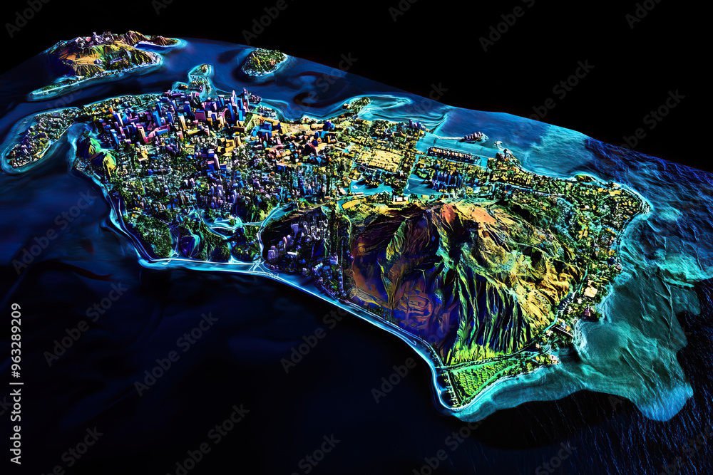 ภาพประกอบสต็อก Technical aerial visual, 3D LiDAR GIS aerial map ...
