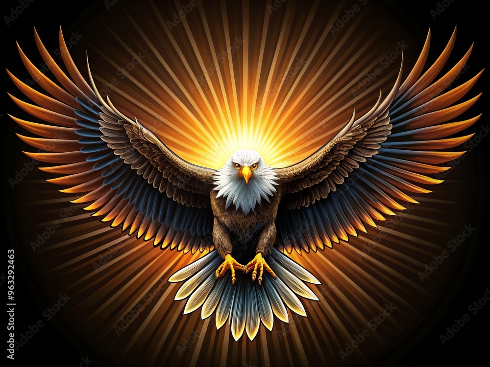 vector graphic of a majestic eagle's wingspan with a dramatic lighting ...