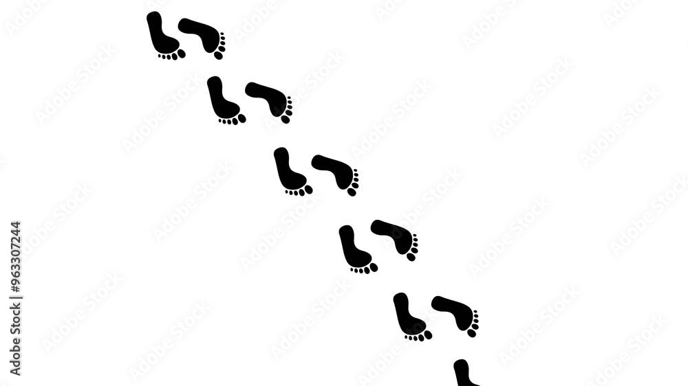 Human footprint animation. Leaving wet, dry bare foot prints on the ...