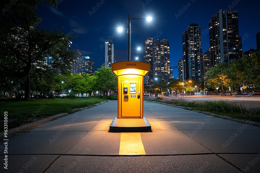 Last phone booth, lonely on the corner, forgotten landmark symbolizes ...