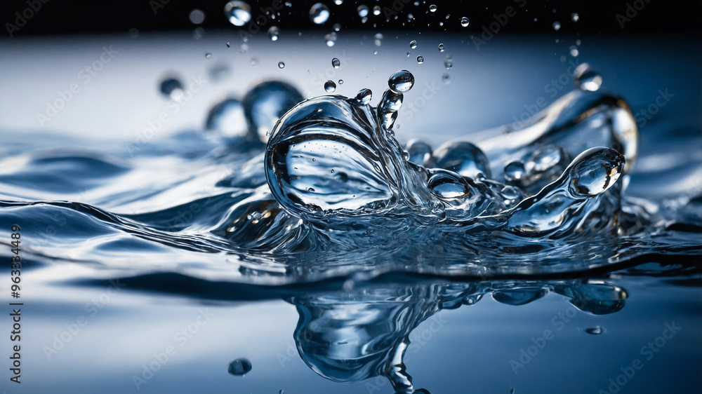 High-speed capture of a water splash with clear details against a ...
