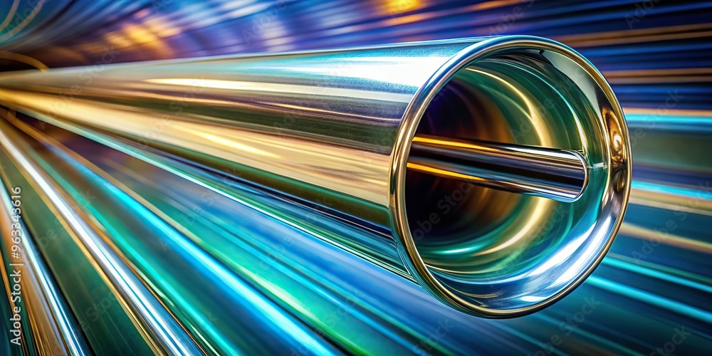 Expertly captured in a tight, overhead perspective, a gleaming tube ...