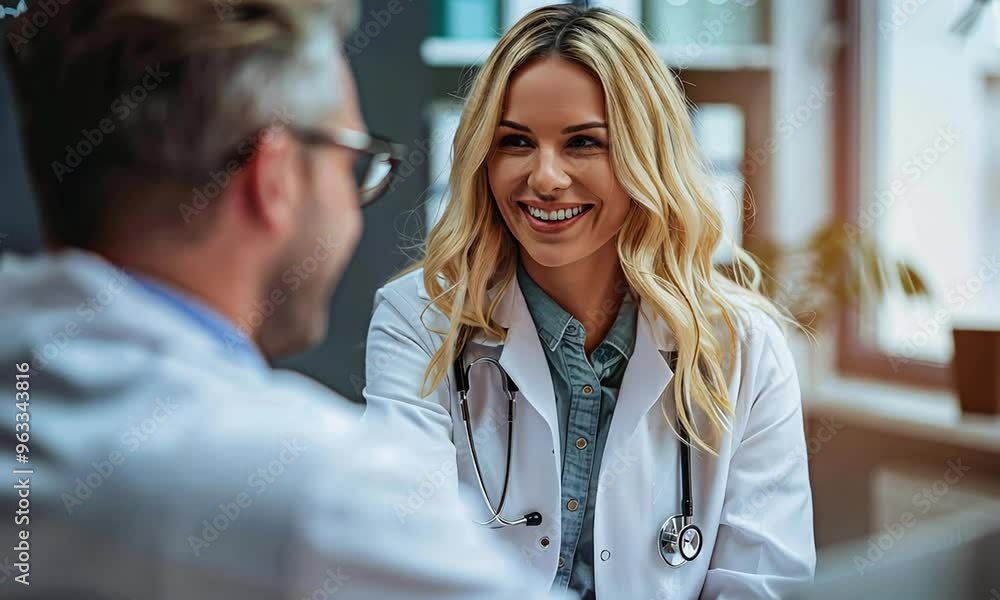 Doctor and Patient Connection: A female doctor in a white coat smiles ...