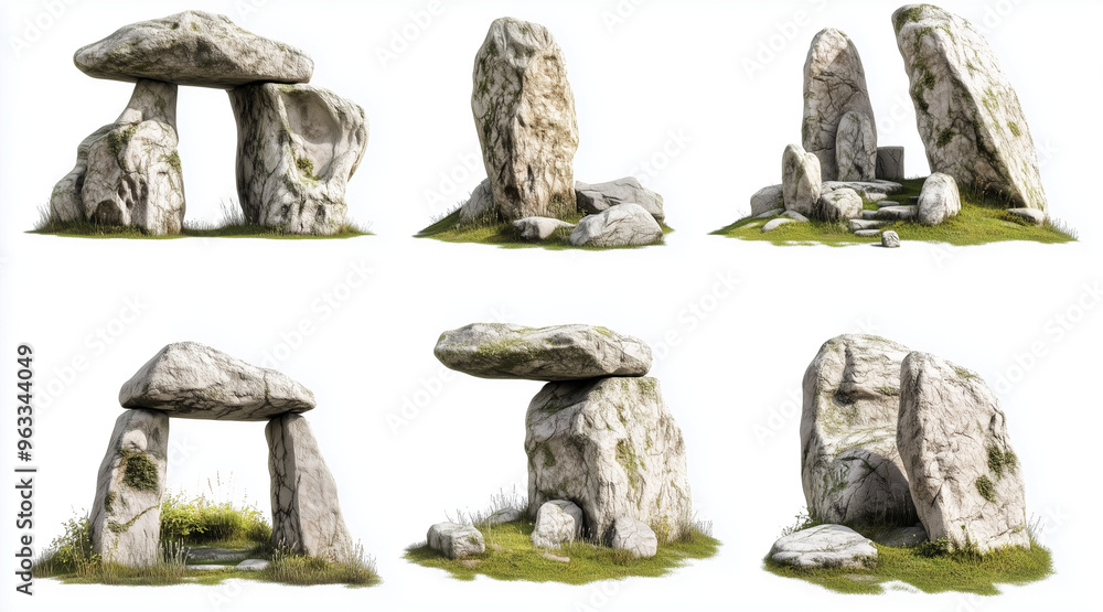 Graphical collection of dolmens and megaliths isolated on white ...