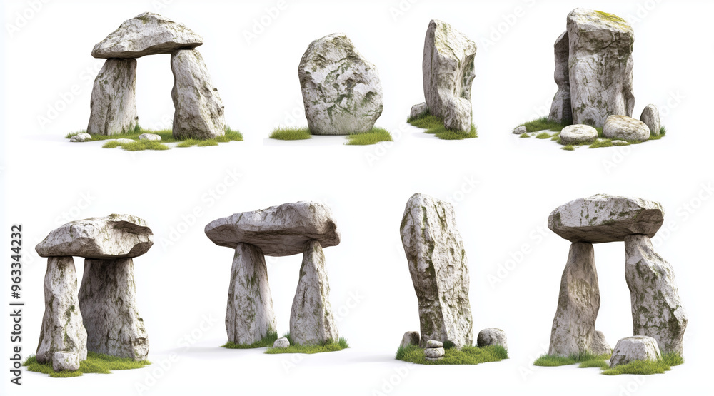Graphical collection of dolmens and megaliths isolated on white ...