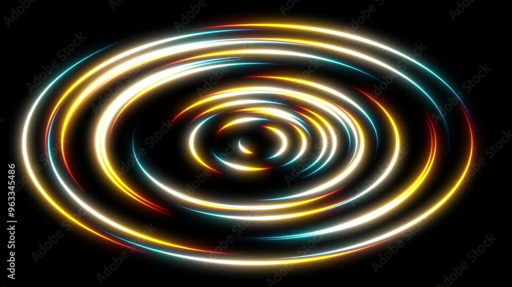Neon circle lights abstract background for colorful vortex concept ...