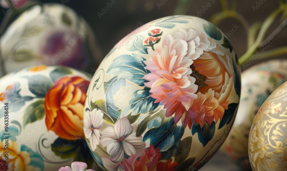 Up Close and Personal with Beautifully Painted Easter Eggs in Floral ...