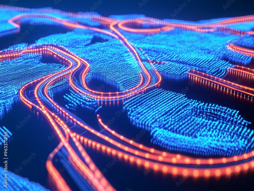 digital highway overlaid on a world map, Global Connectivity and ...