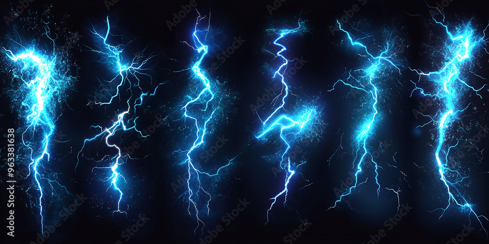 Animated frames of lightning strike, electric strike, magic electric ...