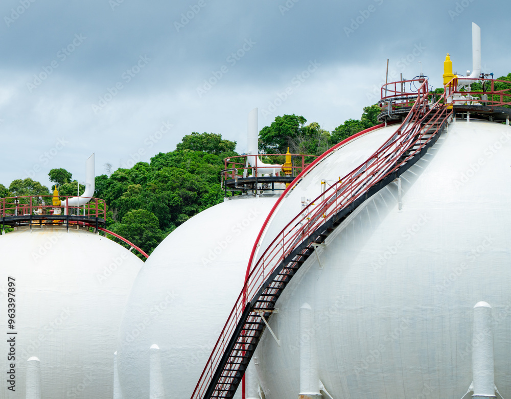 Industrial gas storage tank in factory, LNG or liquefied natural gas ...