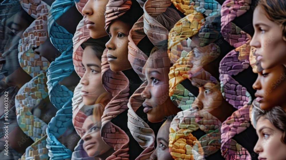 Embracing Diversity Diverse Faces in a DNA Double Helix. Concept ...
