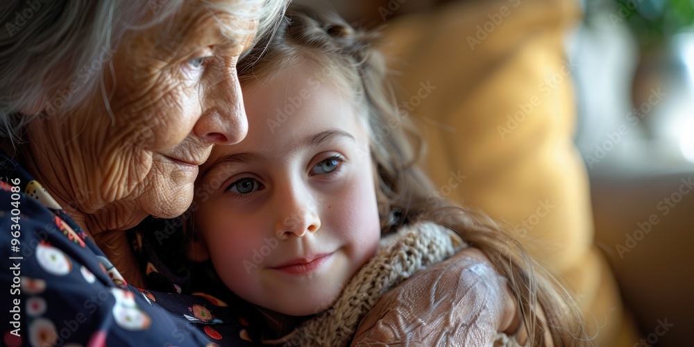 Family members, including a girl, her mother, and grandmother, share a ...