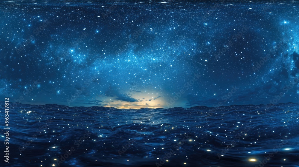 Map of a starry night, featuring a blue background with stars in the ...