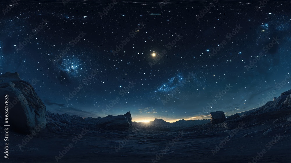 360-degree environment map of a starry night sky, with soft lighting ...