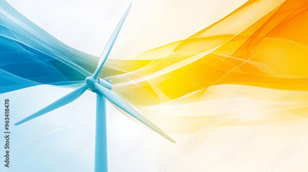 Vibrant wind turbine generates clean energy with colorful air currents ...