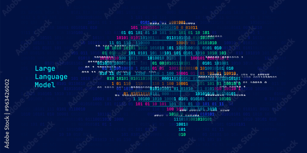 Illustration of abstract stream information with cyan line and dot. Big ...