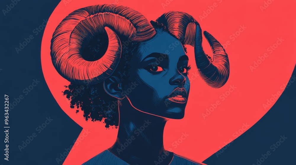 With sharp lines and fiery red color palette, this minimalist graphic ...