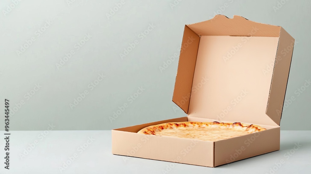 Pizza box mock-up, closed lid, standing upright, realistic cardboard ...