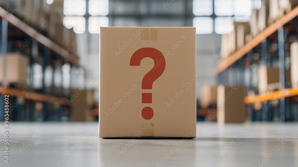 Parcel with question mark, highlighting suspense and unknowns ...